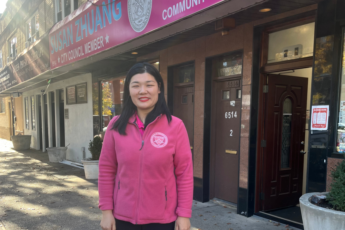 New York City Councilmember Susan Zhuang outside her district office in ...